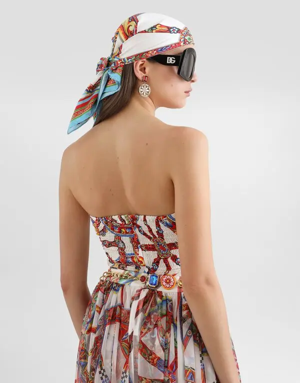 Dolce & Gabbana Carretto-print Charmeuse Top
