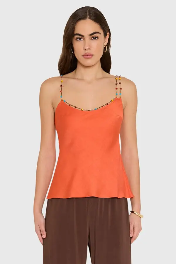 Amanda Uprichard Eros Beaded Strap Camisole - Pomelo