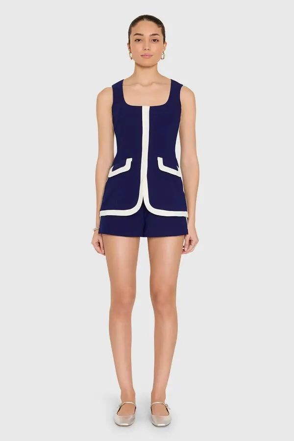 Amanda Uprichard Morgan Romper - Navy,ivory