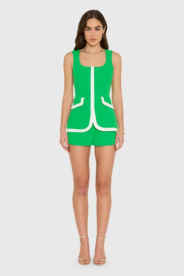 Amanda Uprichard Color-blocked Romper - Grass,ivory
