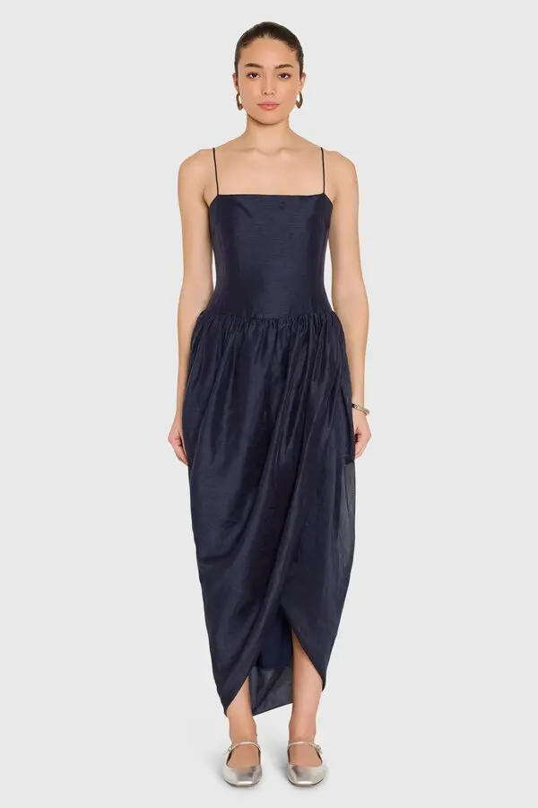 Amanda Uprichard Castello Midi Dress - Navy