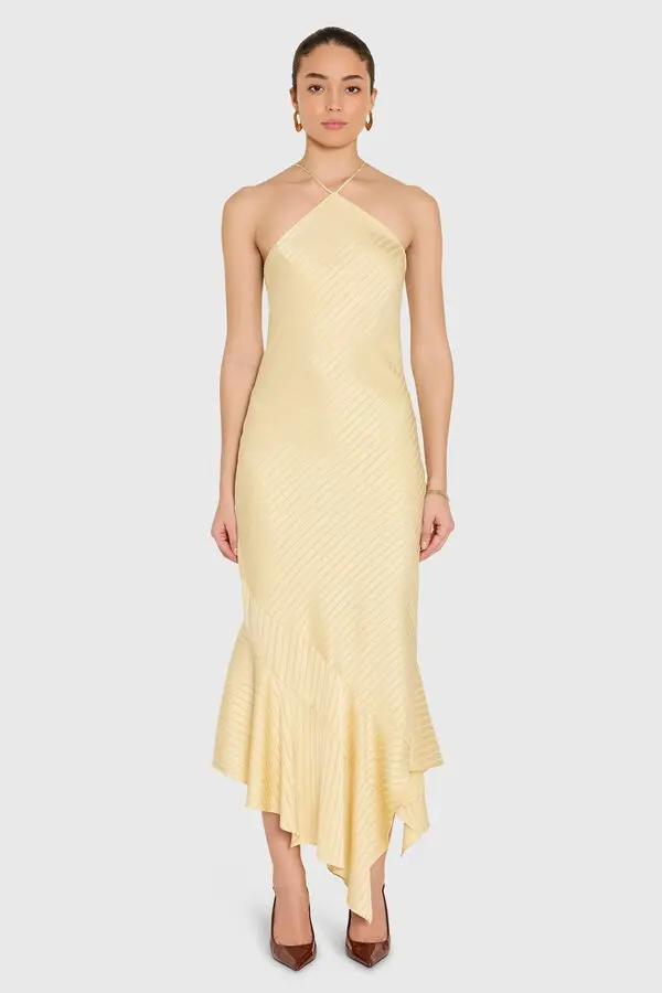 Amanda Uprichard Gabriella Midi Dress - Cornsilk