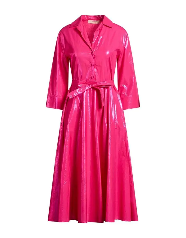 JUCCA Cotton Midi Dress With Metallic Coated Effect