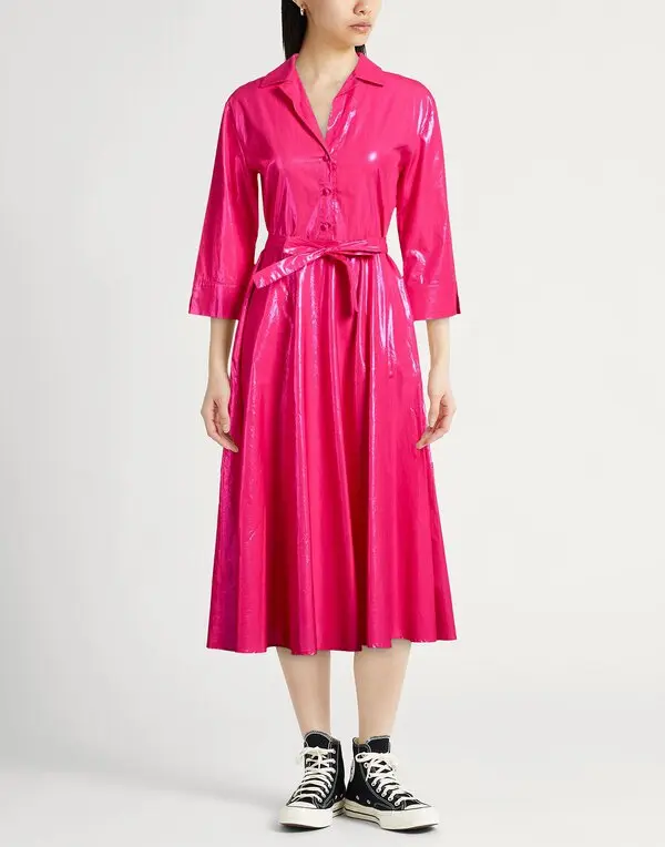 JUCCA Cotton Midi Dress With Metallic Coated Effect