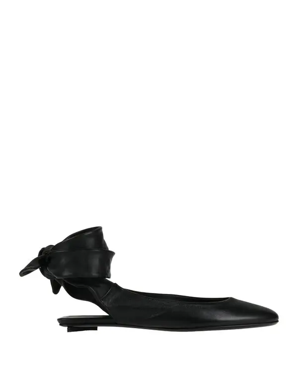Attico Leather Ballet Flats With Ankle Tie