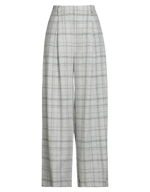 BALLANTYNE Wide-leg Plaid Flannel Pants In Light Wool And Cashmere