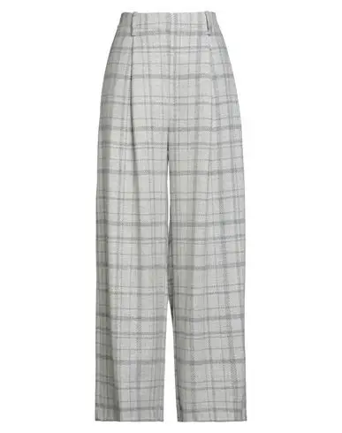 BALLANTYNE Wide-leg Plaid Flannel Pants In Light Wool And Cashmere - Light Grey