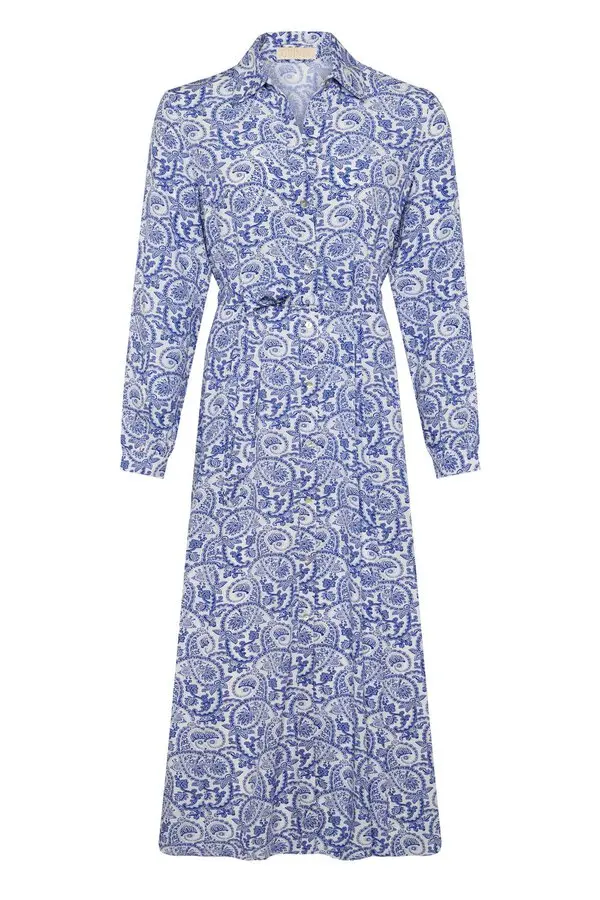 GUINEA Blue / White Blue And White Summer Shirt Dress - Blue/white