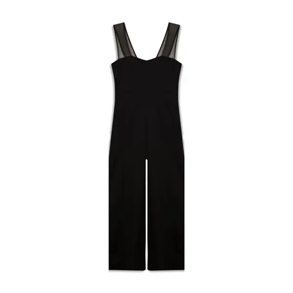 MARIANNE BY MARIE JORDANE Bowie Bustier Jumpsuit With Sheer Wide Straps - Black