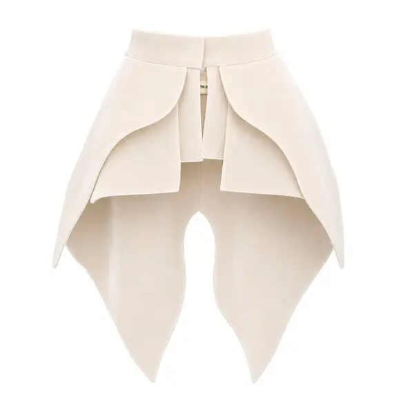 JULIA ALLERT Neutrals Sculpted Velvet Peplum Belt Ivory - White