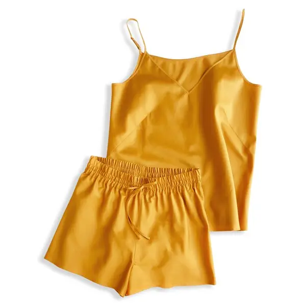 DECOFLUX HOME Gold / Yellow Yellow Cotton Short Pyjama Set Antique Gold - Gold/yellow