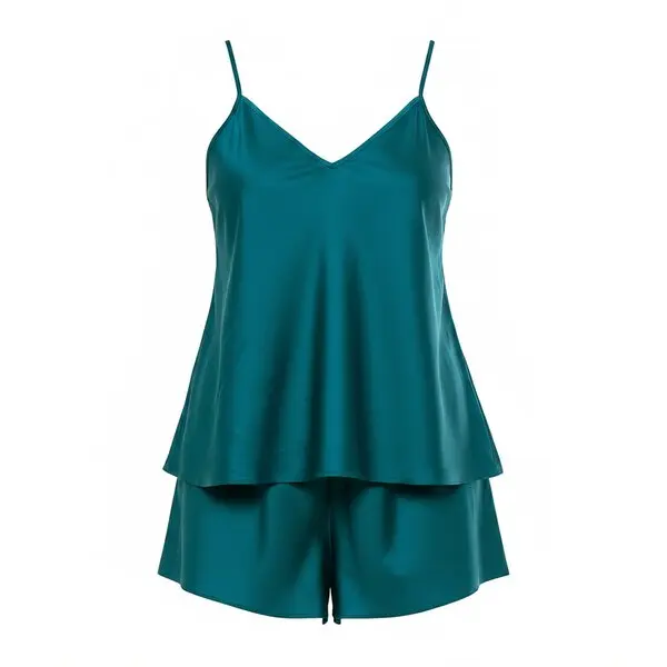 DECOFLUX HOME Cotton Short Pyjama Set Solid Teal