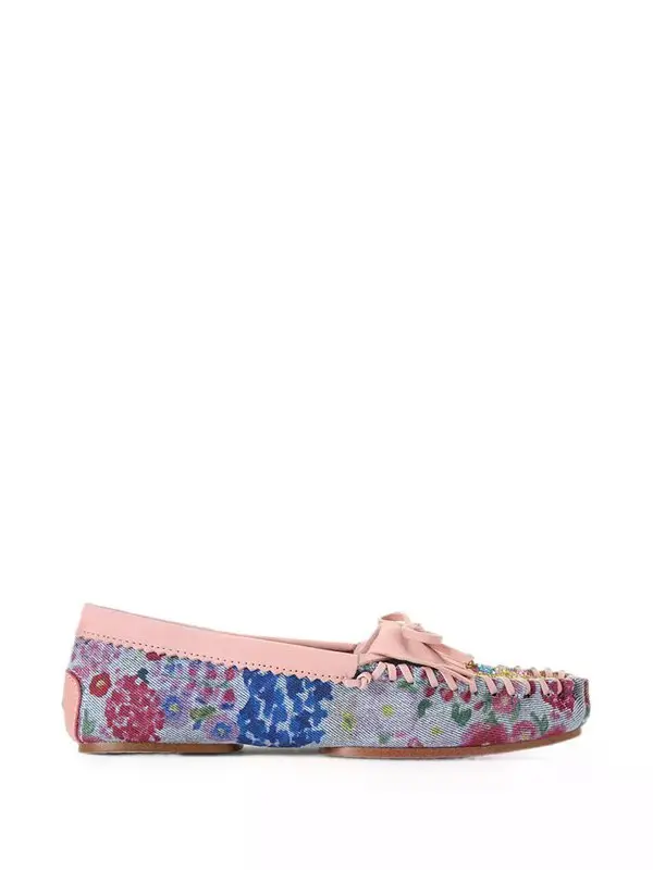 Kurt Geiger Beaded Floral Moccasins - Pink