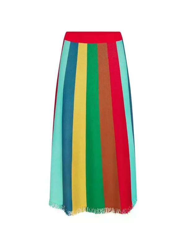 SIMONMILLER Alita Fringed Midi Skirt - Red