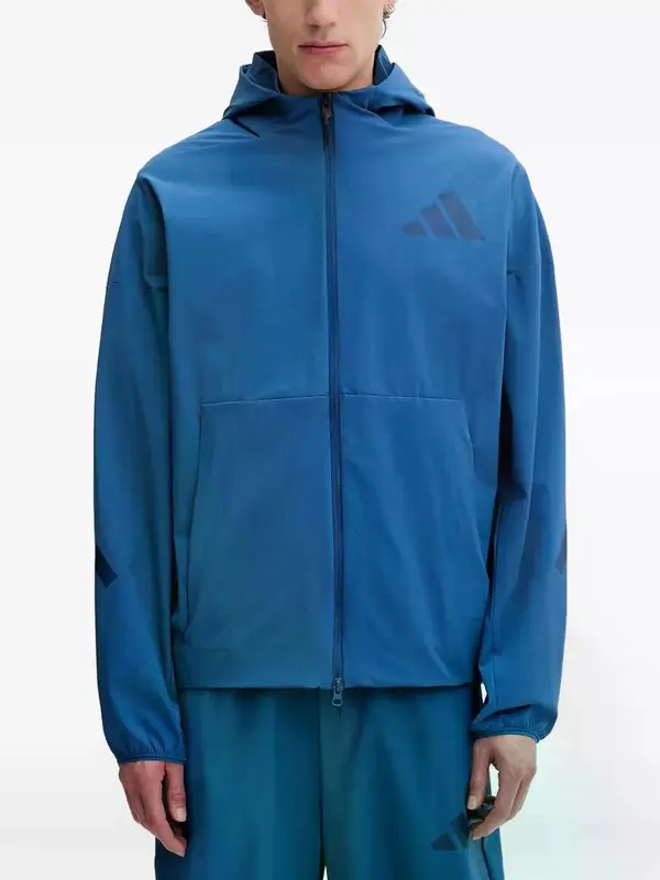 Adidas Z.n.e. Logo-print Zip-up Hoodie - Blue