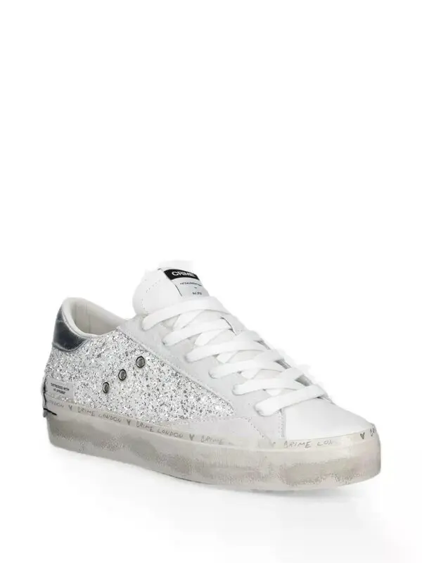 CRIME LONDON Glitter-embellished Leather Sneakers