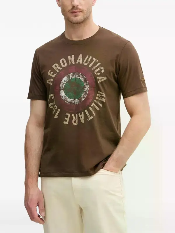 AERONAUTICA MILITARE Graphic-print Cotton T-shirt - Brown