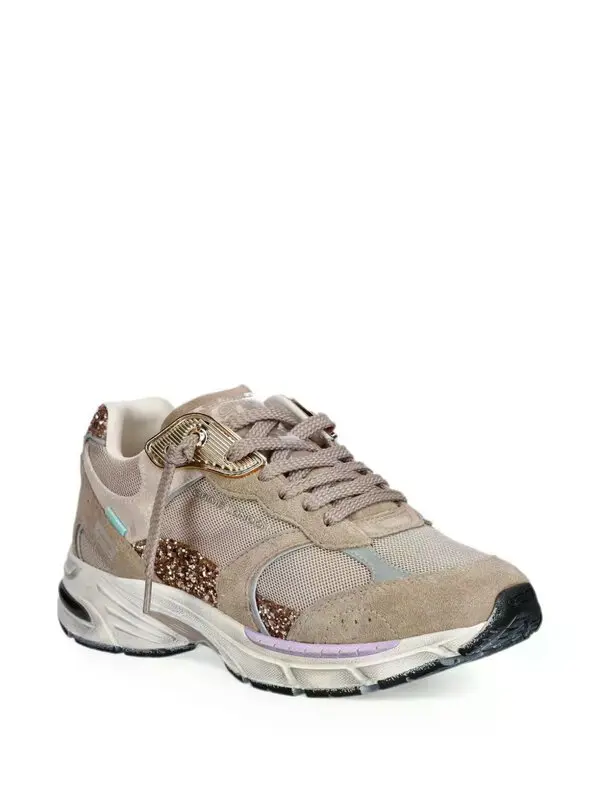 CRIME LONDON Fugitive 9094 Glitter-embellished Mesh Panelled Sneakers - Neutrals