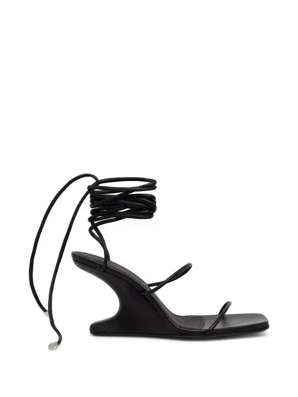 Rick Owens Cantilever Lace-up Wedge Sandals - Black