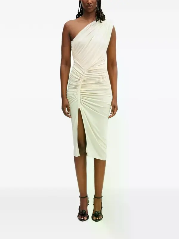 Rick Owens One-shoulder Ruched Midi Dress - Neutrals
