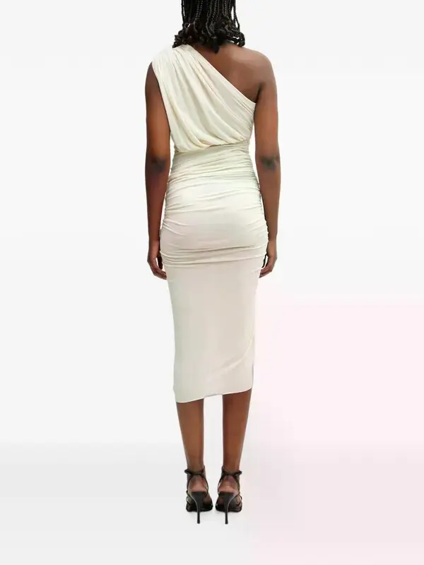 Rick Owens One-shoulder Ruched Midi Dress - Neutrals