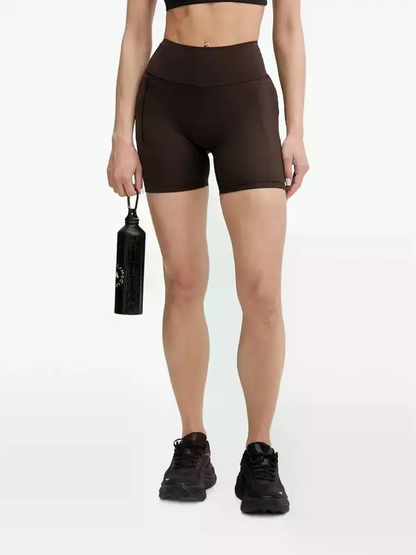Adidas Optimé Logo-print High-waisted Shorts - Brown