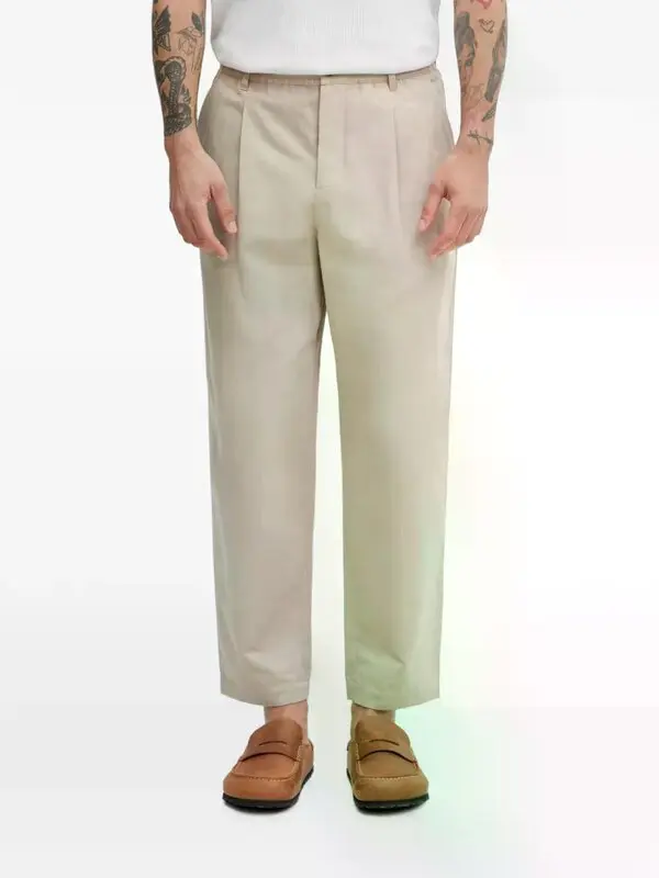 Maison Kitsuné Pleated Logo-embroidered Trousers