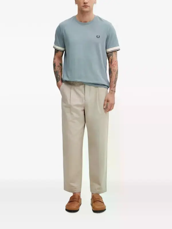 Maison Kitsuné Pleated Logo-embroidered Trousers