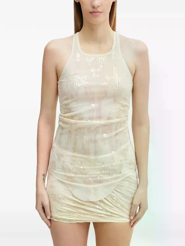 Rick Owens Sequin Embellished Semi-sheer Sleeveless Top - Neutrals