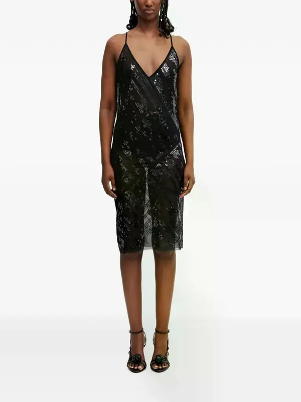 Rick Owens Sequin-embellished Semi-sheer Midi Dress - Black