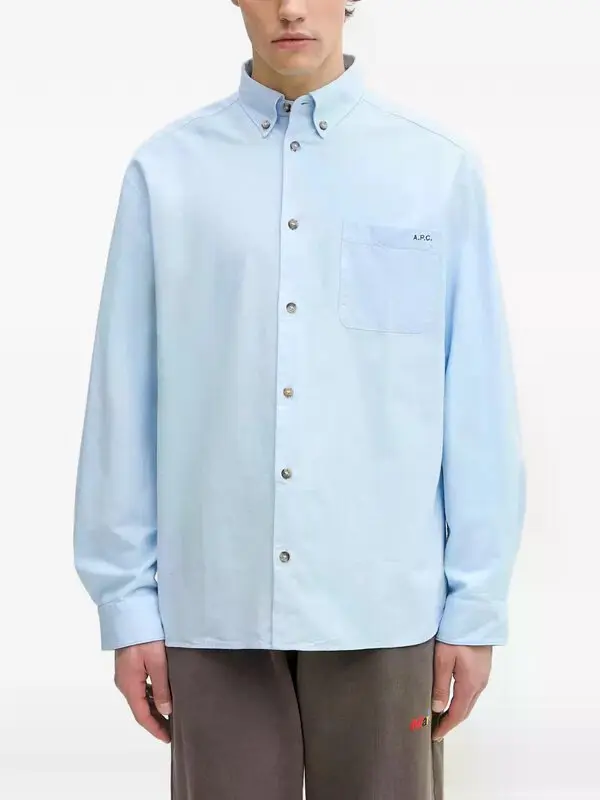 A.p.c. Mateo Button-down Chest-pocket Shirt - Blue
