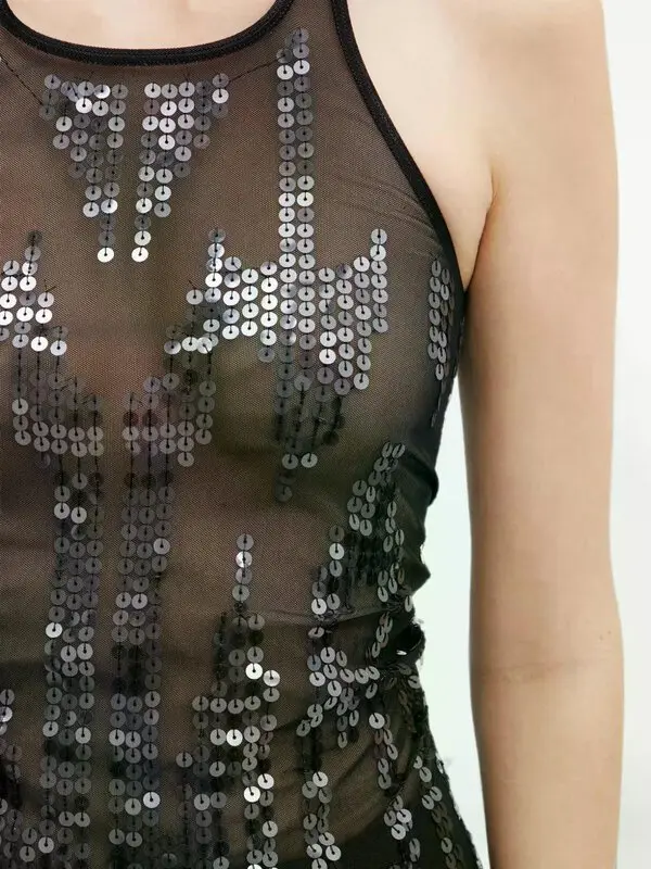 Rick Owens Sequin Embellished Mesh Top