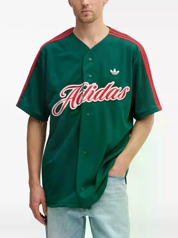 Adidas Logo-embroidered 3-stripe Shirt - Green