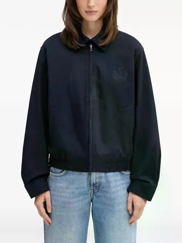 SPORTY & RICH Logo Embroidered Zip-up Jacket