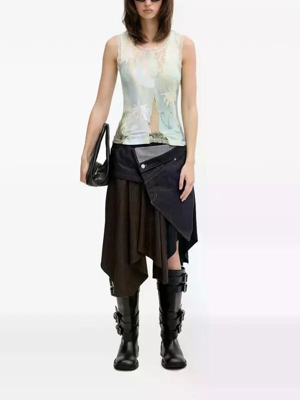 Andersson Bell Lace-trim Graphic-print Top