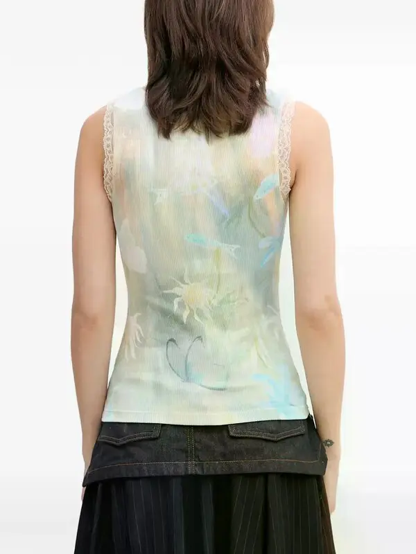 Andersson Bell Lace-trim Graphic-print Top