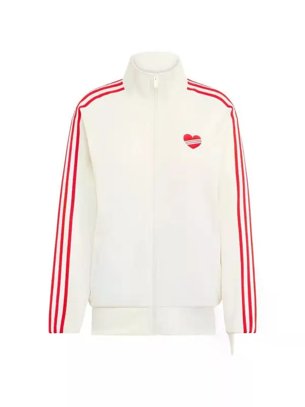 Adidas Heart Embroidered Side-stripe Jacket - Neutrals