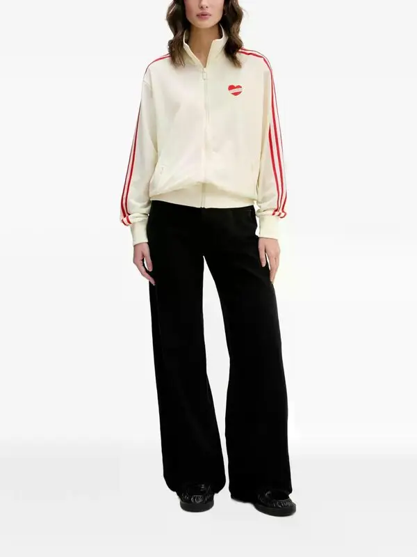 Adidas Heart Embroidered Side-stripe Jacket - Neutrals