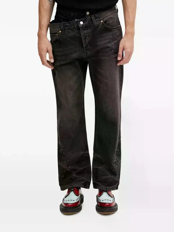 Andersson Bell Stud-embellished Layered-waist Jeans - Black