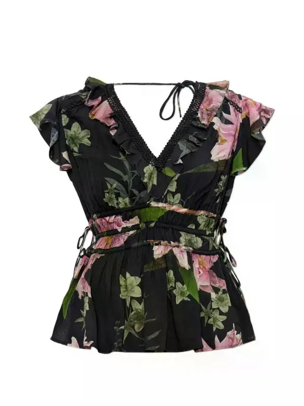ALLSAINTS Canto Floral Print Ruffled Top