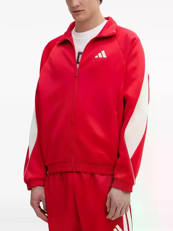 Adidas Stadium Colour-block Logo-print Jacket - Red