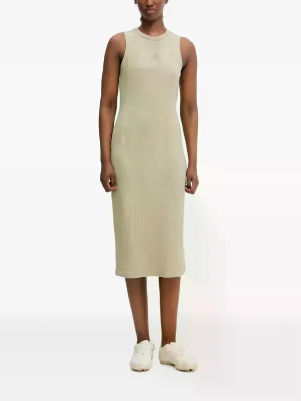 Adidas Ribbed Knit Logo Patch Midi Dress