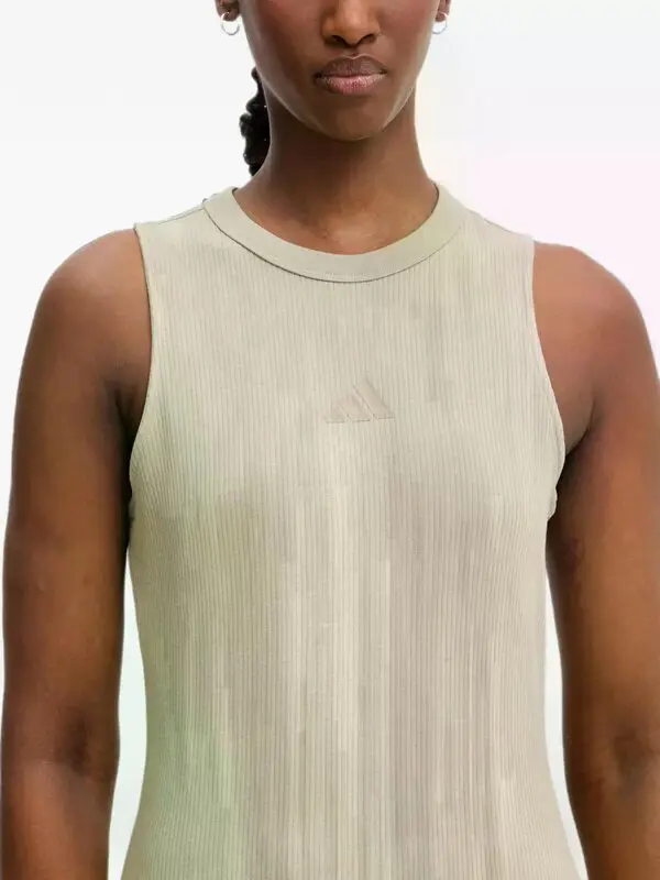 Adidas Ribbed Knit Logo Patch Midi Dress
