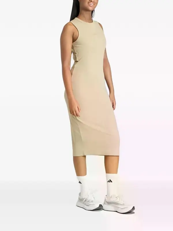 Adidas Ribbed Knit Logo Patch Midi Dress