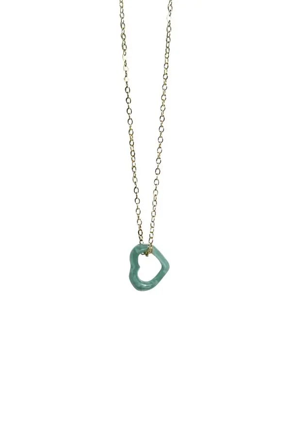 SEREE Heart Jade Pendant Necklace - Blue
