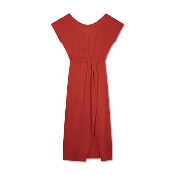 MARIANNE BY MARIE JORDANE Iggy Midi Dress In Organic Cotton - Red