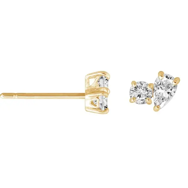 KIERA Lab Grown Diamond Asymmetric Two-stone Cluster Stud Earrings - Yellow