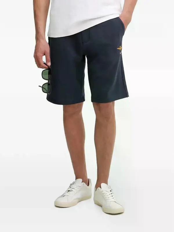AERONAUTICA MILITARE Embroidered Track Shorts - Blue
