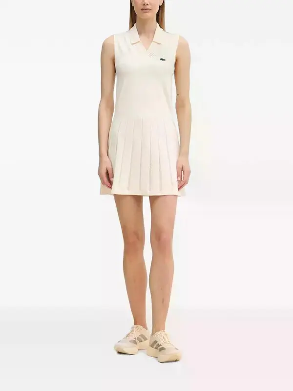 Lacoste Pleated Sleeveless Mini Dress - Neutrals
