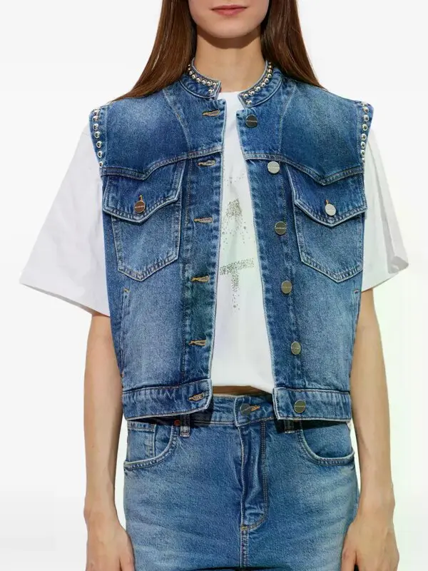 ALLSAINTS Mav Stud Embellished Denim Waistcoat
